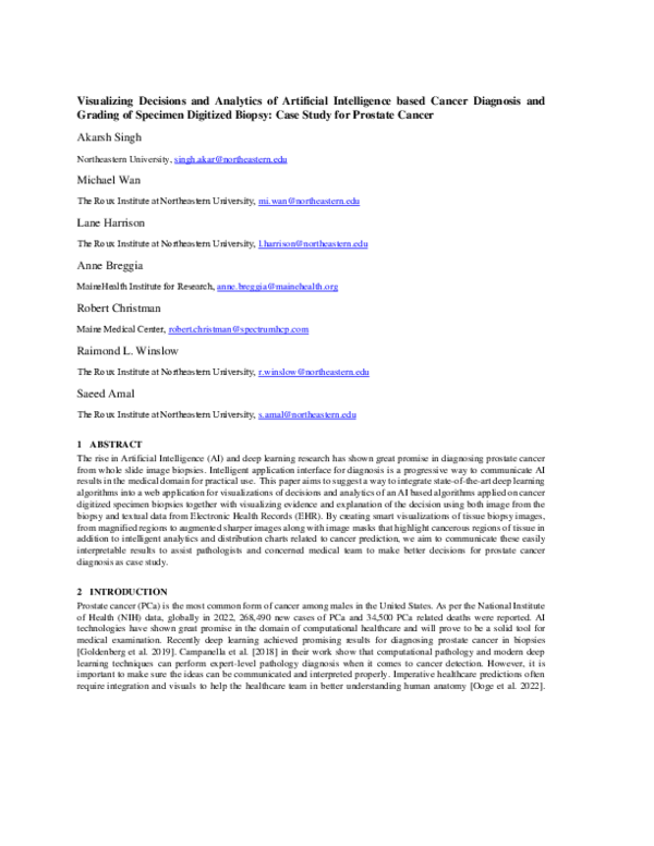 (PDF) Visualizing Decisions and Analytics of Artificial Intelligence based Cancer Diagnosis and ...
