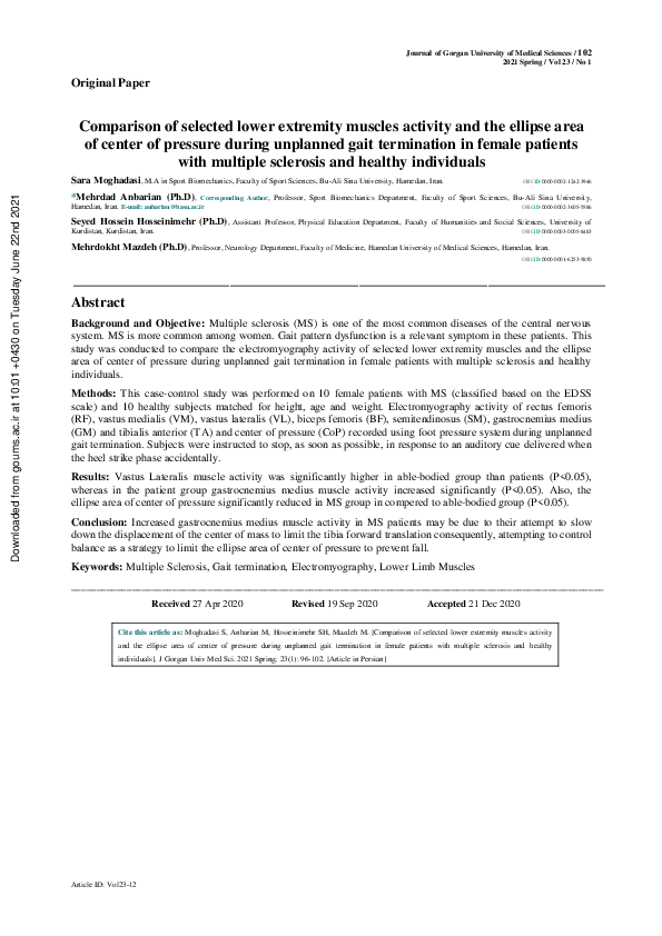 (PDF) Comparison of selected lower extremity muscles activity and the ...