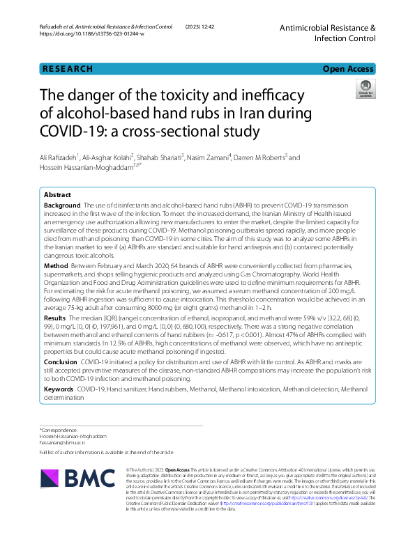 (PDF) The danger of the toxicity and inefficacy of alcohol-based hand ...