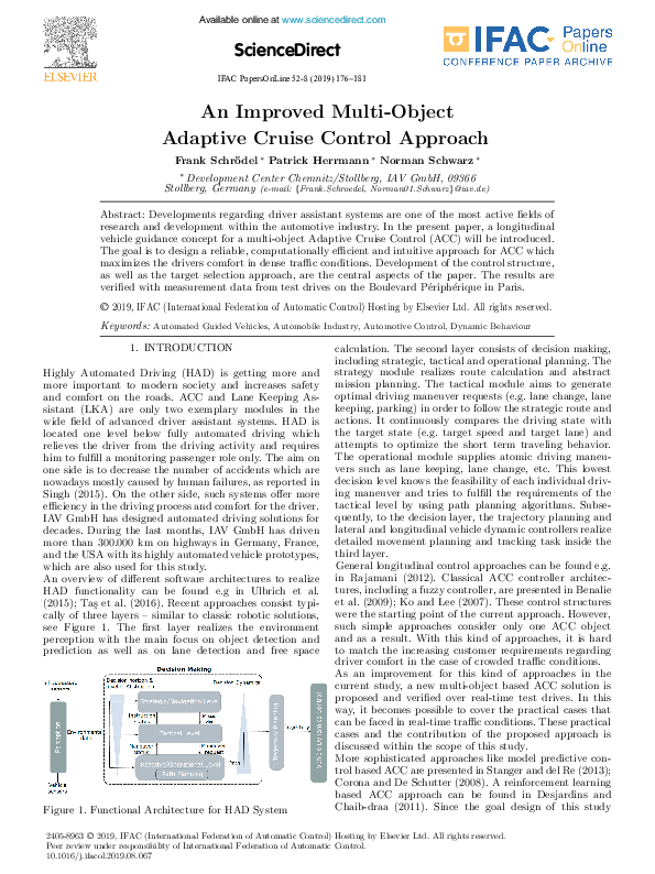 (PDF) An Improved Multi-Object Adaptive Cruise Control Approach