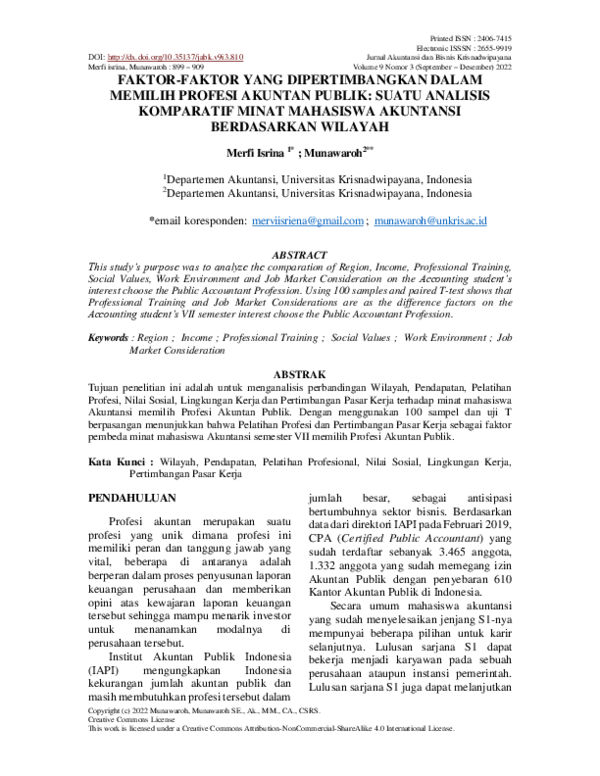 (PDF) Faktor-Faktor Yang Dipertimbangkan Dalam Memilih Profesi Akuntan Publik: Suatu Analisis ...