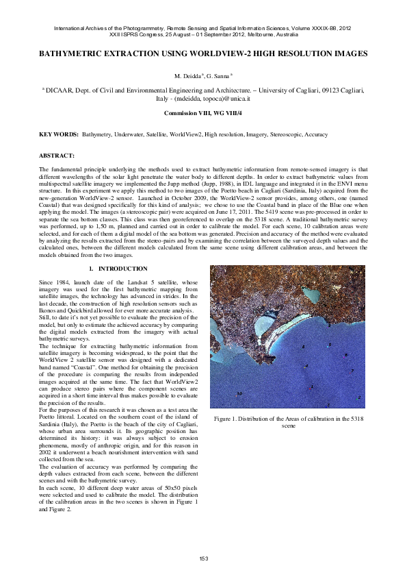 Pdf Bathymetric Extraction Using Worldview 2 High Resolution Images
