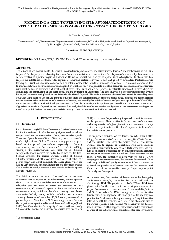 (PDF) Modelling a Cell Tower Using SFM: Automated Detection of Structural Elements from Skeleton ...