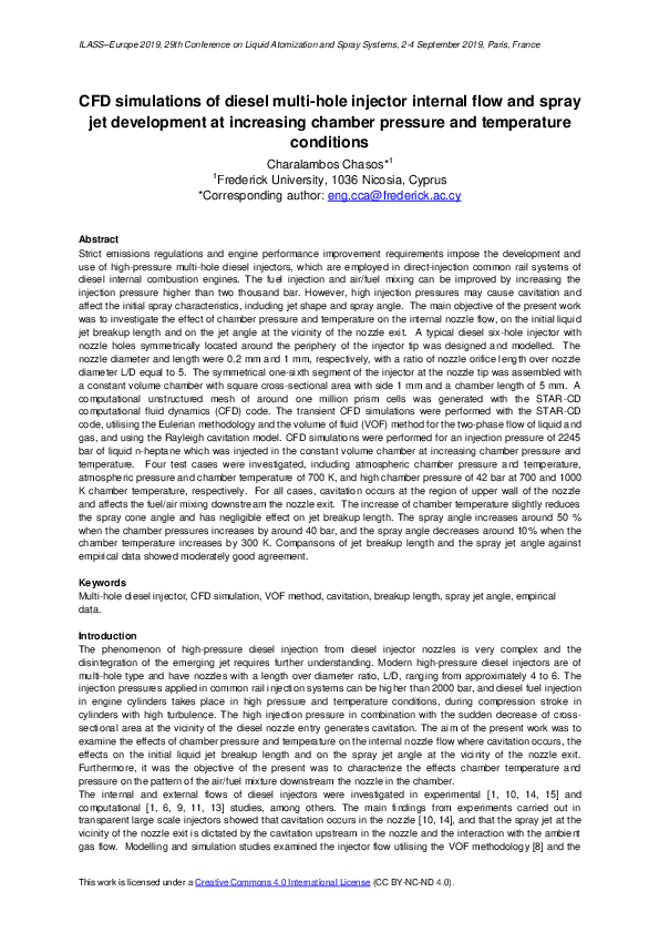(PDF) CFD simulations of diesel multi-hole injector internal flow and ...
