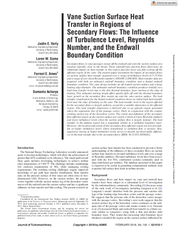 (PDF) Vane Suction Surface Heat Transfer in Regions of Secondary Flows ...