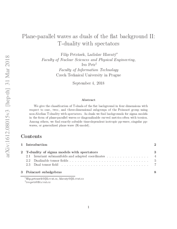 (PDF) Plane-parallel waves as duals of the flat background II: T ...