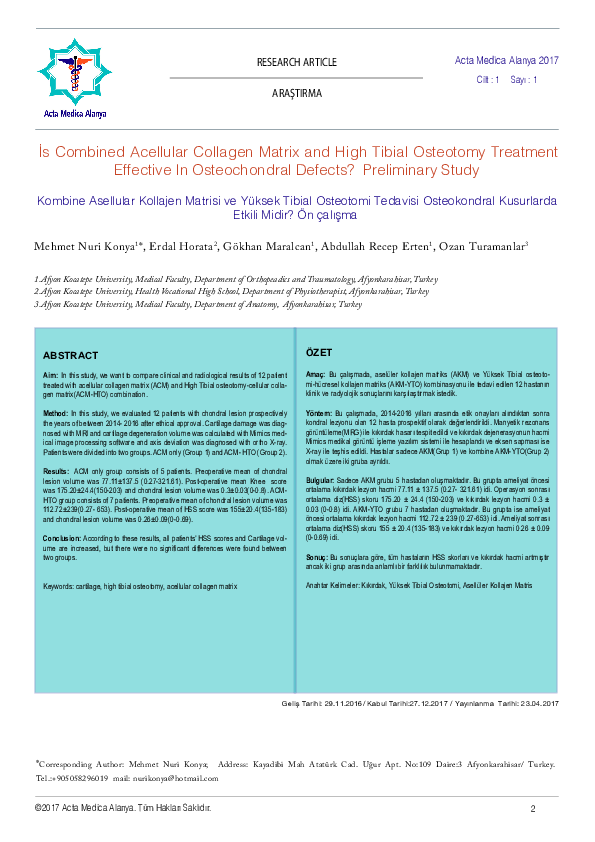 (PDF) İs Combined Acellular Collagen Matrix and High Tibial Osteotomy Treatment Effective In ...