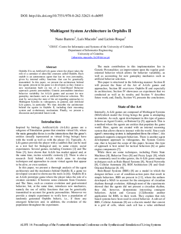 (PDF) Multiagent System Architecture in Orphibs II