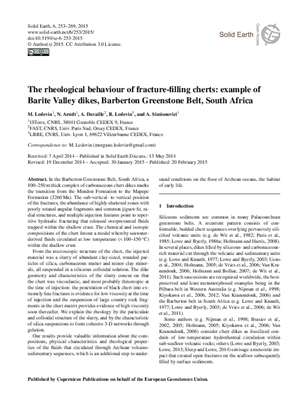 (PDF) The rheological behaviour of fracture-filling cherts: example of ...