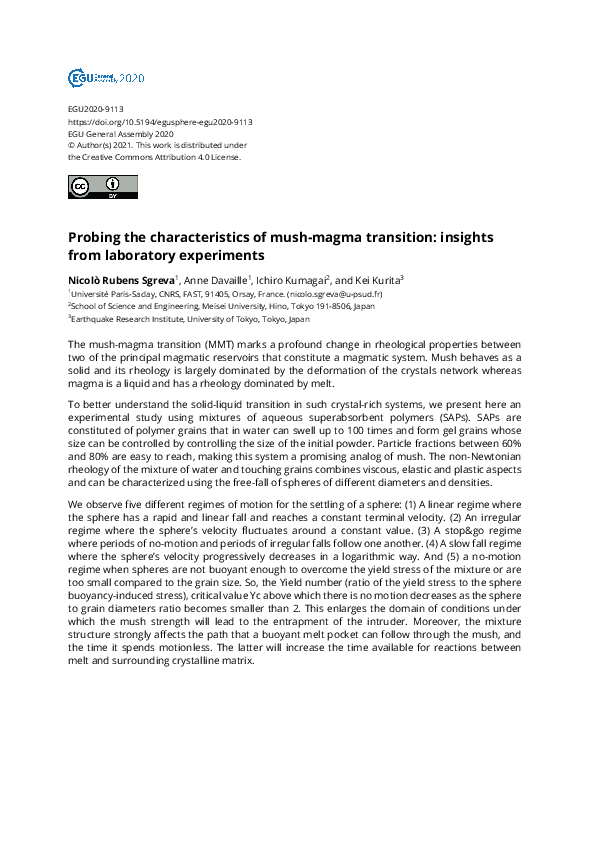 (PDF) Probing the characteristics of mush-magma transition: insights ...