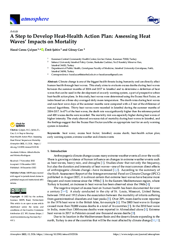 (PDF) A Step to Develop Heat-Health Action Plan: Assessing Heat Waves ...