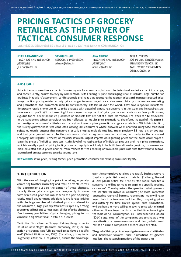 (PDF) Pricing Tactics of Grocery Retailres as the Driver of Tactical ...