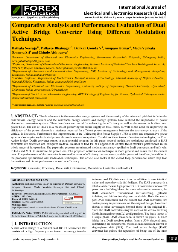(PDF) Comparative Analysis and Performance Evaluation of Dual Active Bridge Converter Using ...