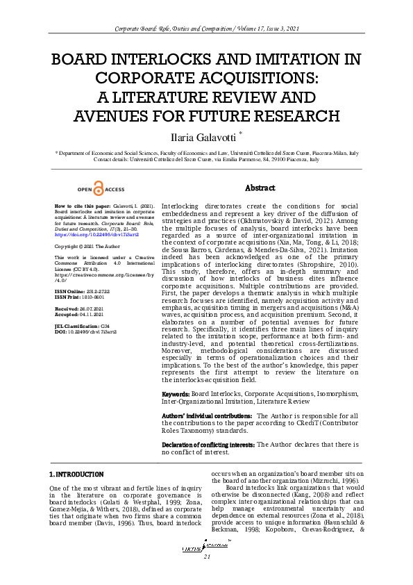 (PDF) Board interlocks and imitation in corporate acquisitions: A ...