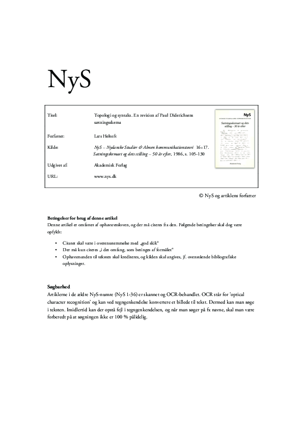 (PDF) Topologi og syntaks. En revision af Paul Diderichsens sætningsskema