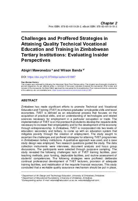 (PDF) Challenges and Proffered Strategies in Attaining Quality Technical Vocational Education ...