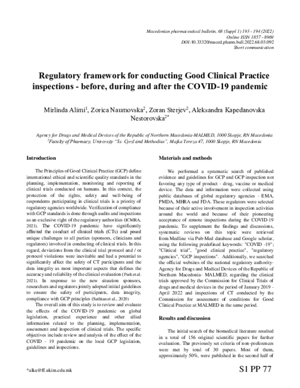 (PDF) Regulatory framework for conducting Good Clinical Practice ...