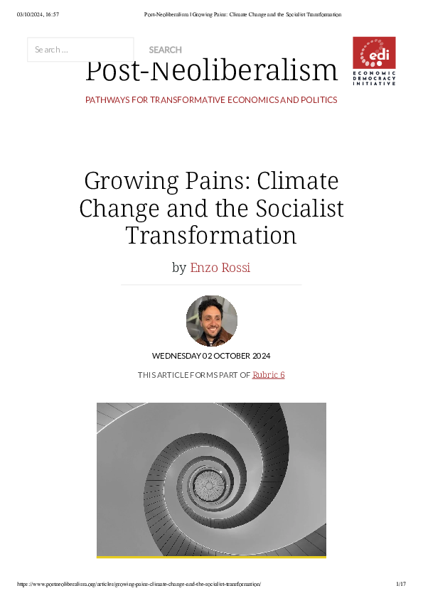 (PDF) Growing Pains: Climate Change and the Socialist Transformation