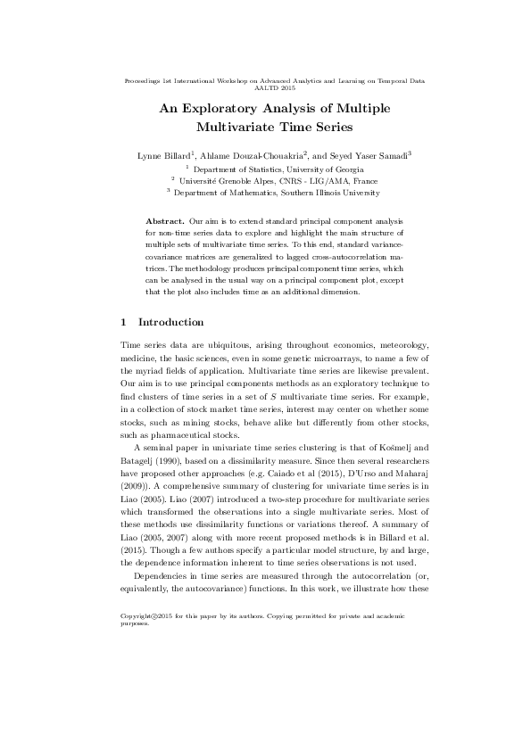 (PDF) An Exploratory Analysis of Multiple Multivariate Time Series