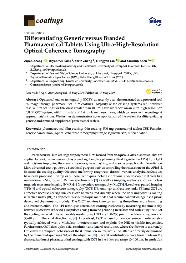 (PDF) Differentiating Generic versus Branded Pharmaceutical Tablets ...