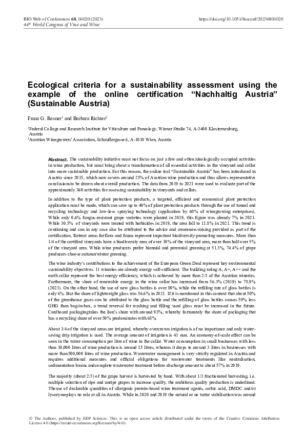 (PDF) Ecological criteria for a sustainability assessment using the ...