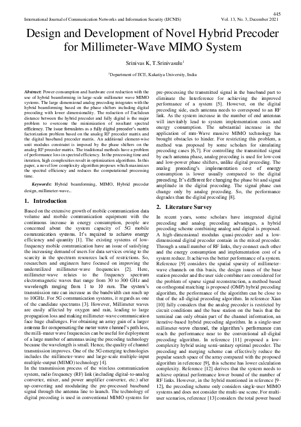 (PDF) Design and Development of Novel Hybrid Precoder for Millimeter-Wave MIMO System