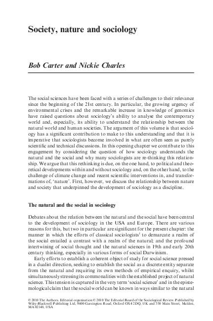 (PDF) Society, Nature and Sociology