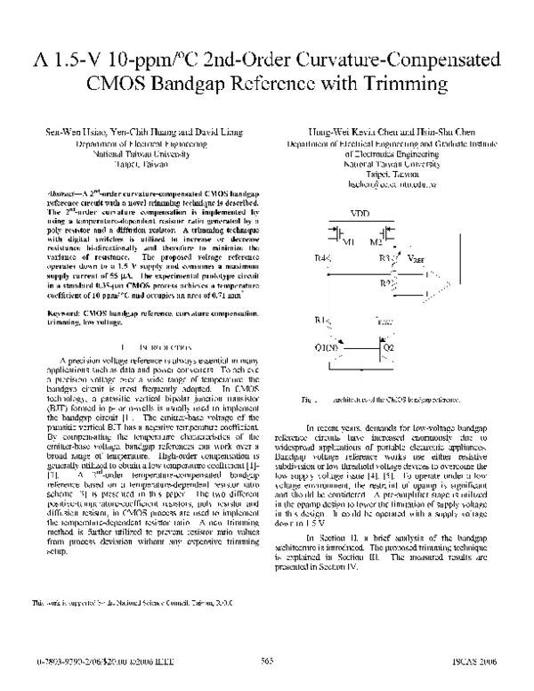 (PDF) A 1.5-V 10-ppm/°C 2nd-Order Curvature-Compensated CMOS Bandgap ...
