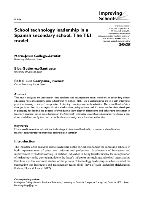 (PDF) School technology leadership in a Spanish secondary school: The ...