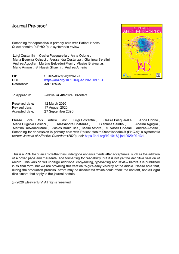 (PDF) Screening for depression in primary care with Patient Health ...