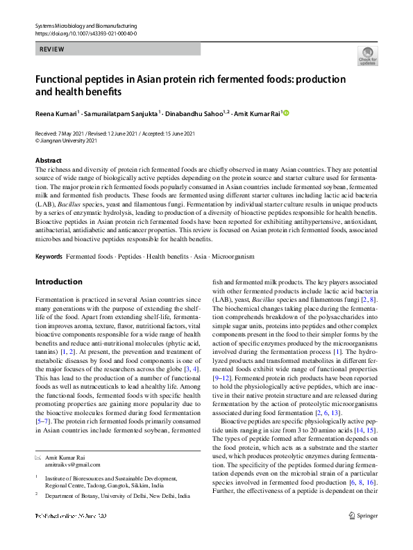 (PDF) Functional peptides in Asian protein rich fermented foods ...