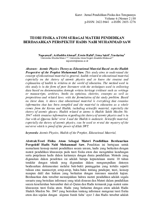 (PDF) Teori Fisika Atom Sebagai Materi Pendidikan Berdasarkan ...