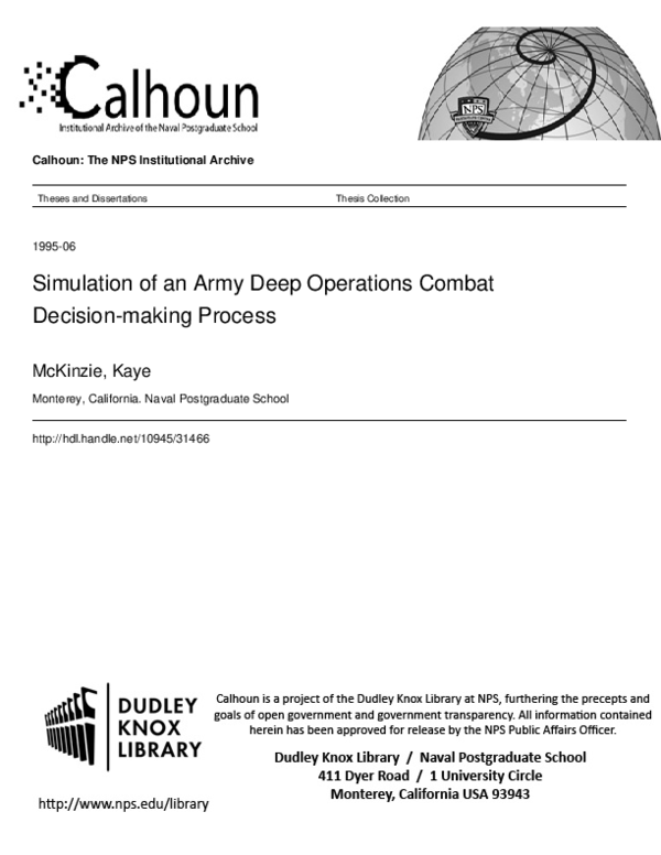 (PDF) Simulation of an Army Deep Operations Combat Decisionmaking Process
