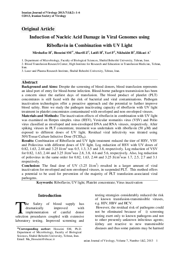 (PDF) Induction of Nucleic Acid Damage in Viral Genomes using ...