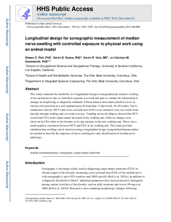 (PDF) Longitudinal Design for Sonographic Measurement of Median Nerve ...
