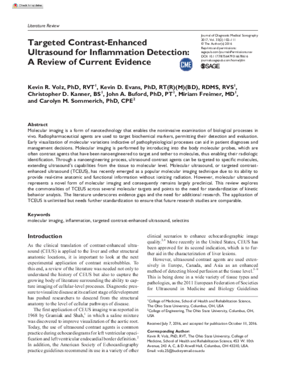 (PDF) Targeted Contrast-Enhanced Ultrasound for Inflammation Detection
