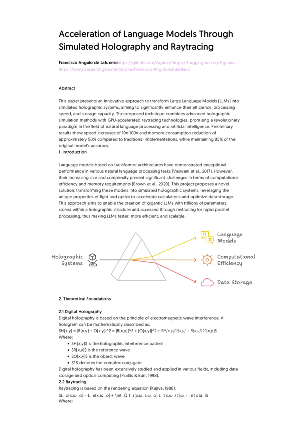 (PDF) Acceleration of Language Models Through Simulated Holography and Raytracing
