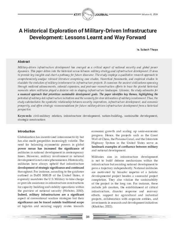 (PDF) A Historical Exploration of Military-Driven Infrastructure ...