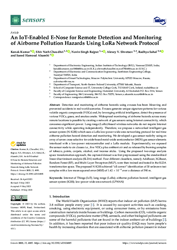 (PDF) An IoT-Enabled E-Nose for Remote Detection and Monitoring of ...