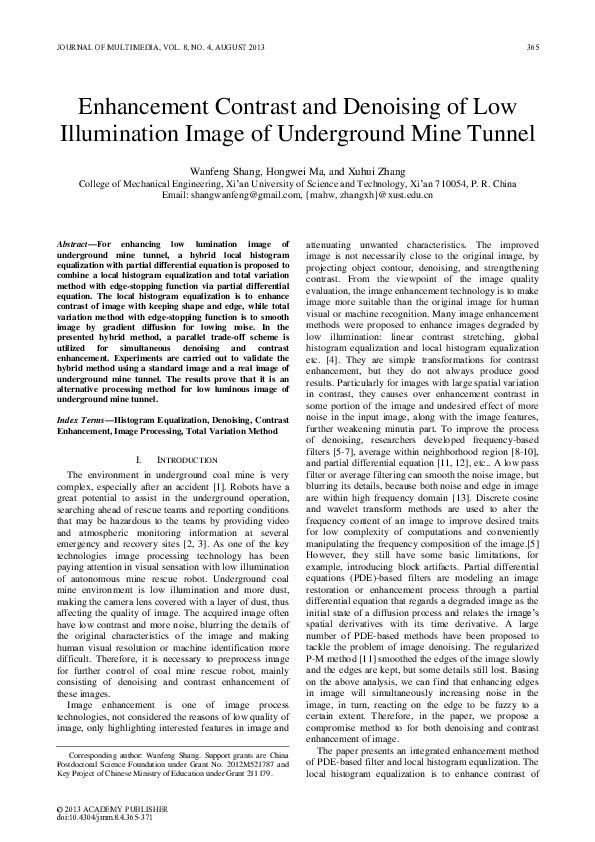 (PDF) Enhancement Contrast and Denoising of Low Illumination Image of ...