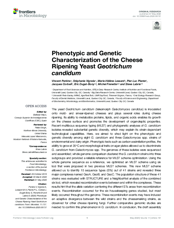 (PDF) Phenotypic and Genetic Characterization of the Cheese Ripening ...