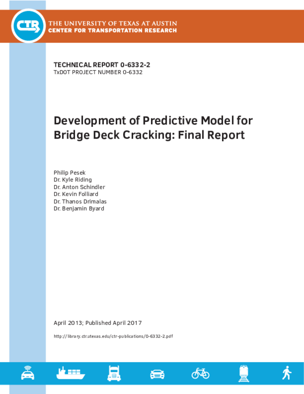 (PDF) Development of Predictive Model for Bridge Deck Cracking: Final Report