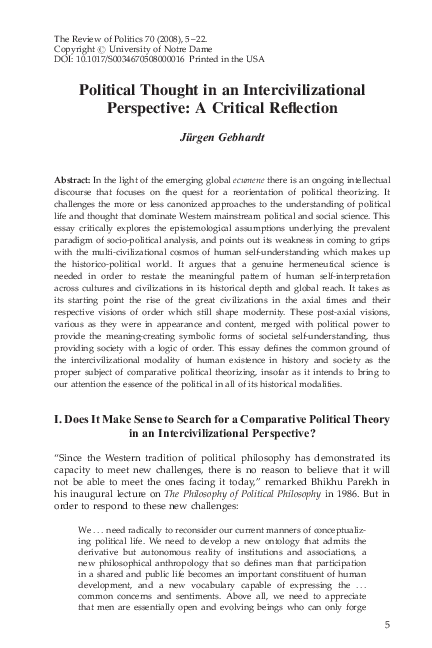 (PDF) Political Thought in an Intercivilizational Perspective: A ...