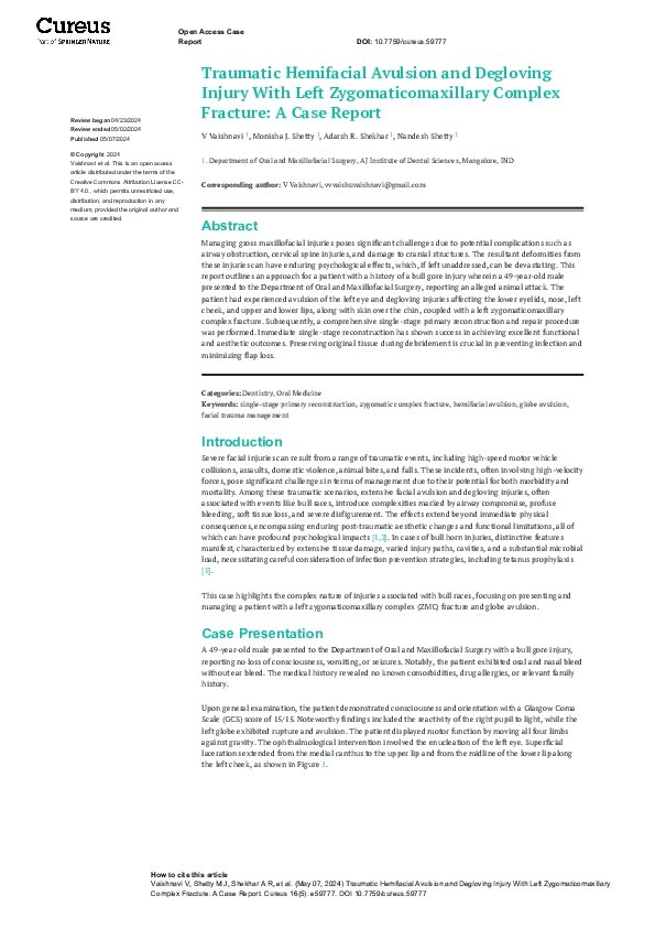 (PDF) Traumatic Hemifacial Avulsion and Degloving Injury With Left ...