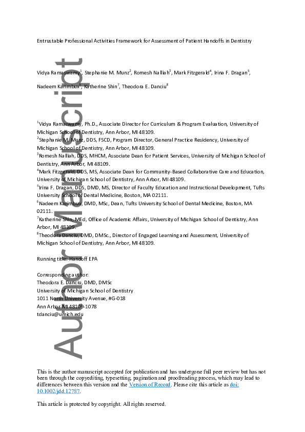 (PDF) Entrustable professional activities framework for assessment of ...