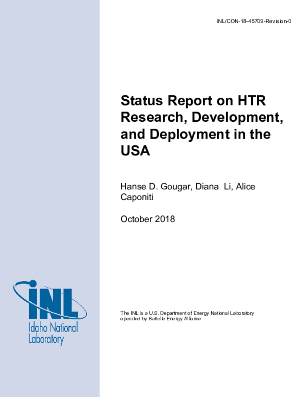 (PDF) Status Report on HTR Research, Development, and Deployment in the ...