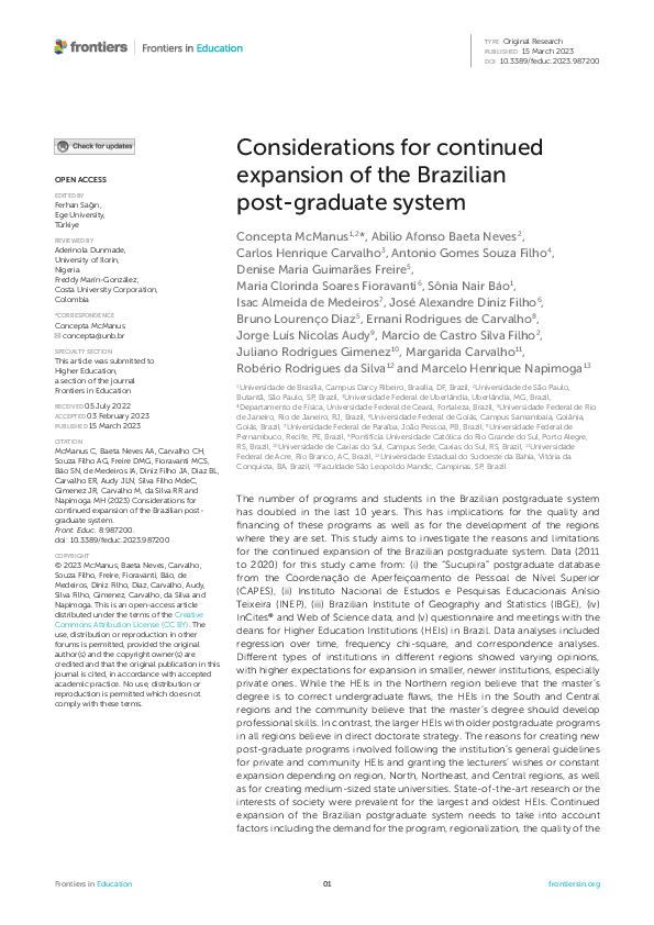 (PDF) Considerations for continued expansion of the Brazilian post-graduate system