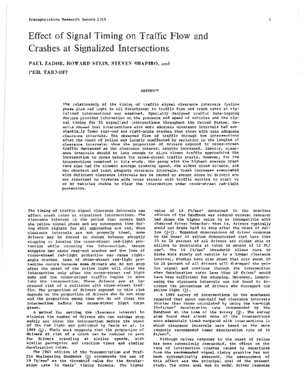 (PDF) The Effect of Signal Timing on Traffic Flow and Crashes at Signalized Intersections | Paul ...