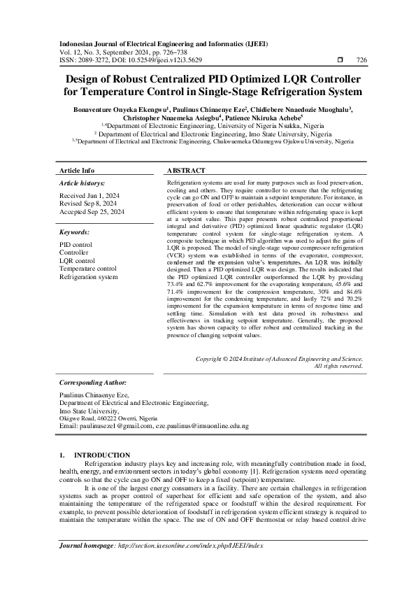 (PDF) Design of Robust Centralized PID Optimized LQR Controller for ...