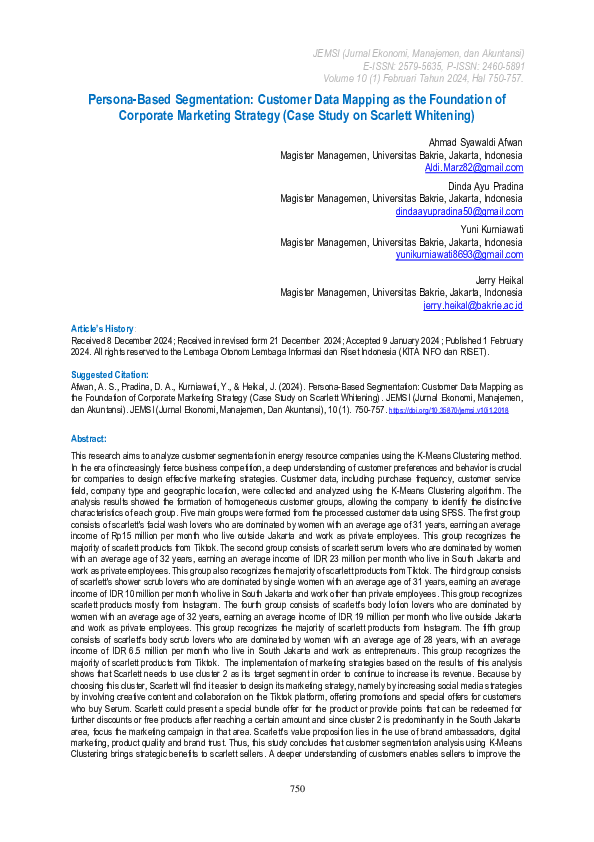 (PDF) Persona-Based Segmentation: Customer Data Mapping as the ...